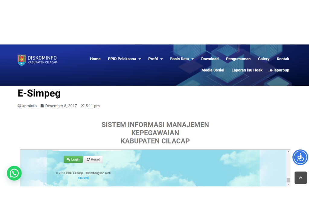 Sistem Informasi Manajemen Kepegawaian (SIMPEG) Kabupaten Cilacap – dinustek.com